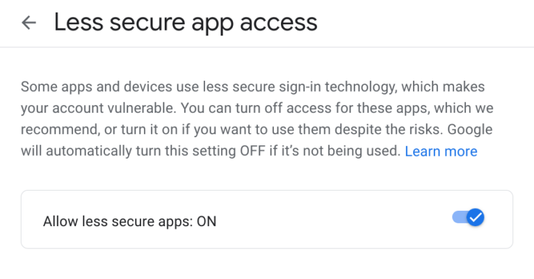 How to enable "Less secure app access" on Gmail